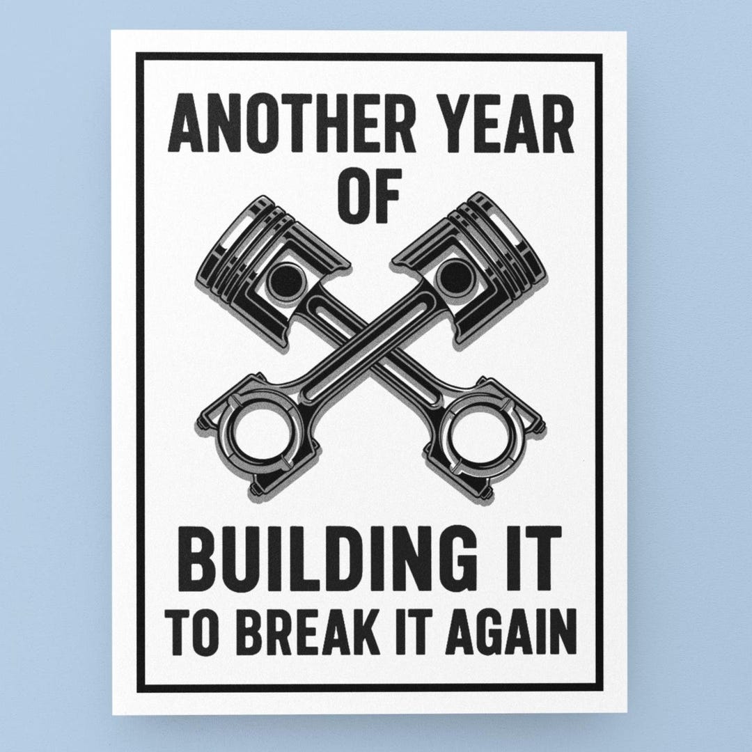 Funny Mechanic Birthday Card | Piston Design for Car Guys - Etsy