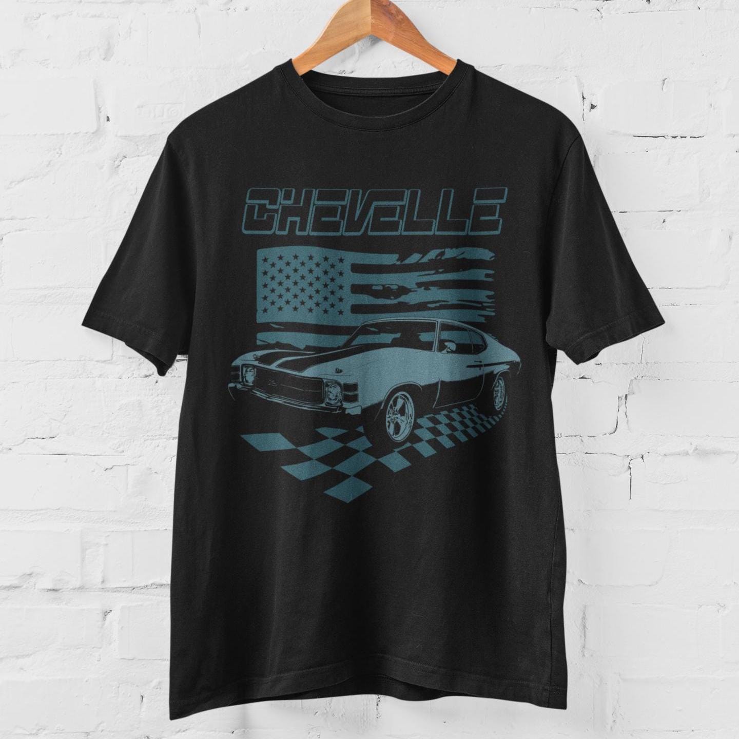 1970 Chevelle American Flag T-shirt Classic Muscle Car Unisex Tee ...