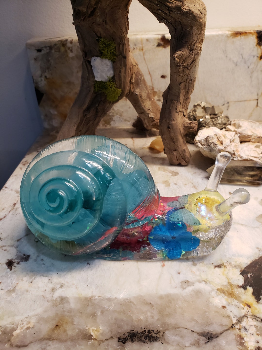 Beautiful Large Floral Resin Snail - Etsy