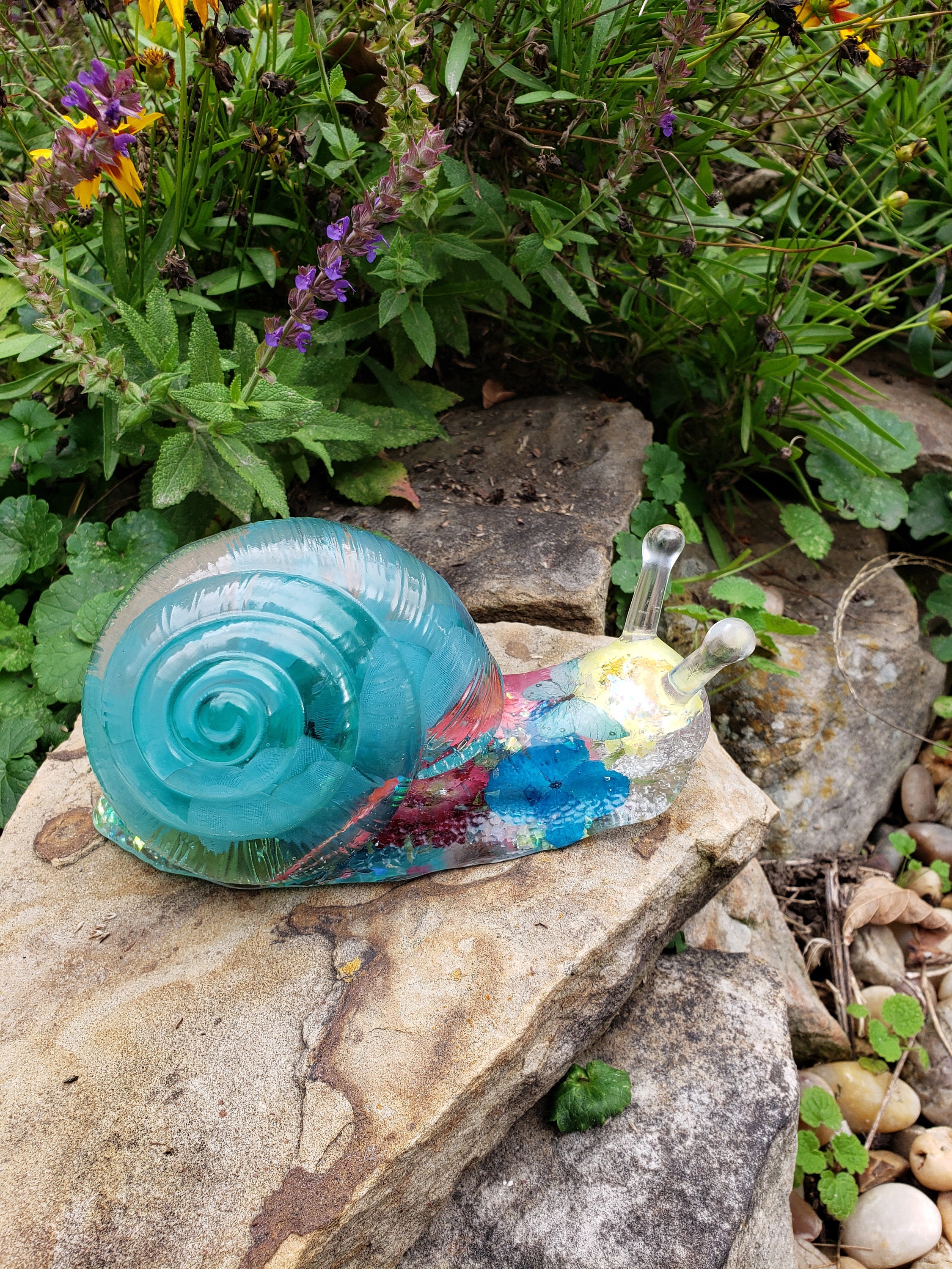 Beautiful Large Floral Resin Snail - Etsy
