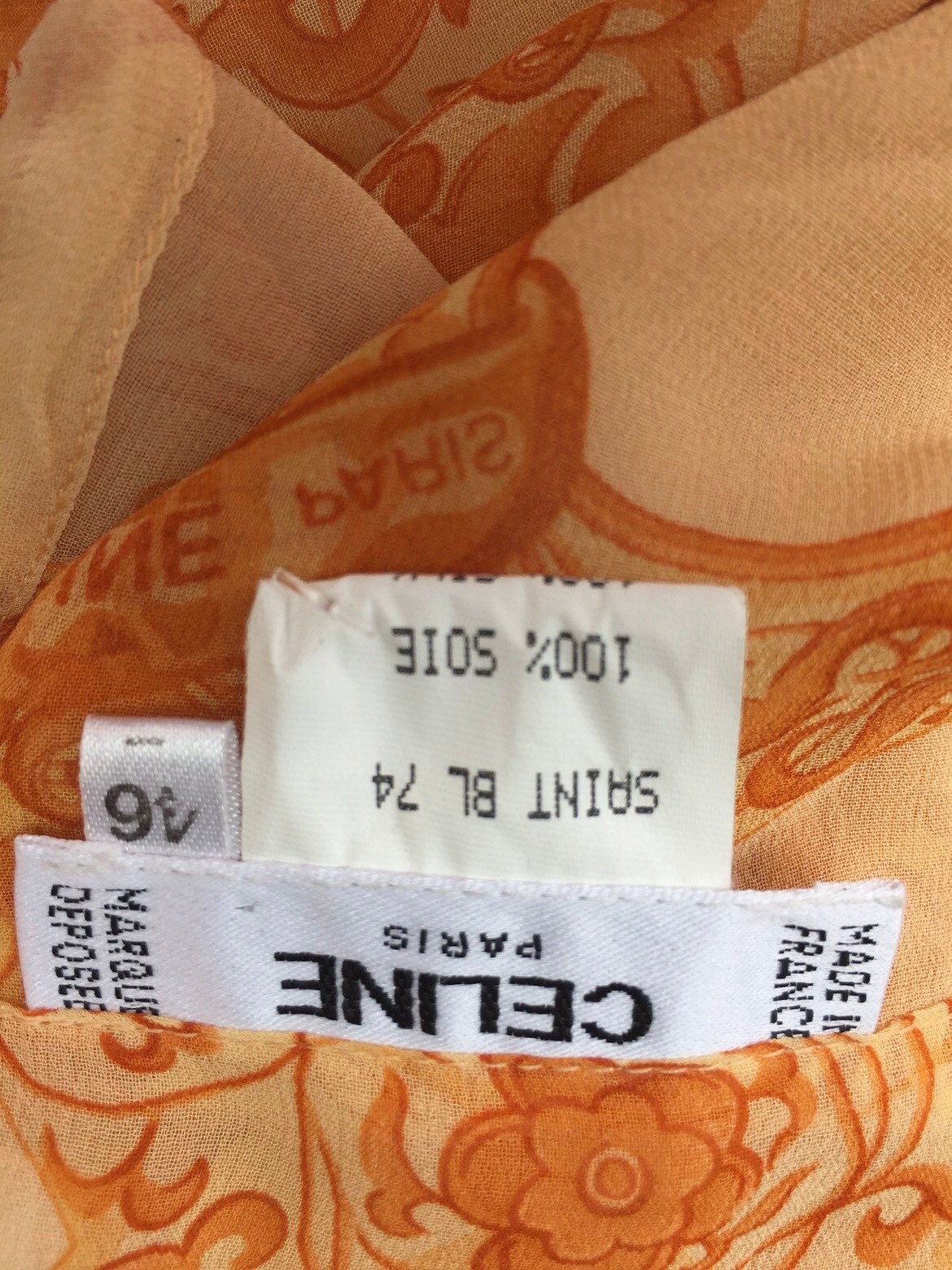 Vintage CÉLINE Orange Silk Shirt - Etsy