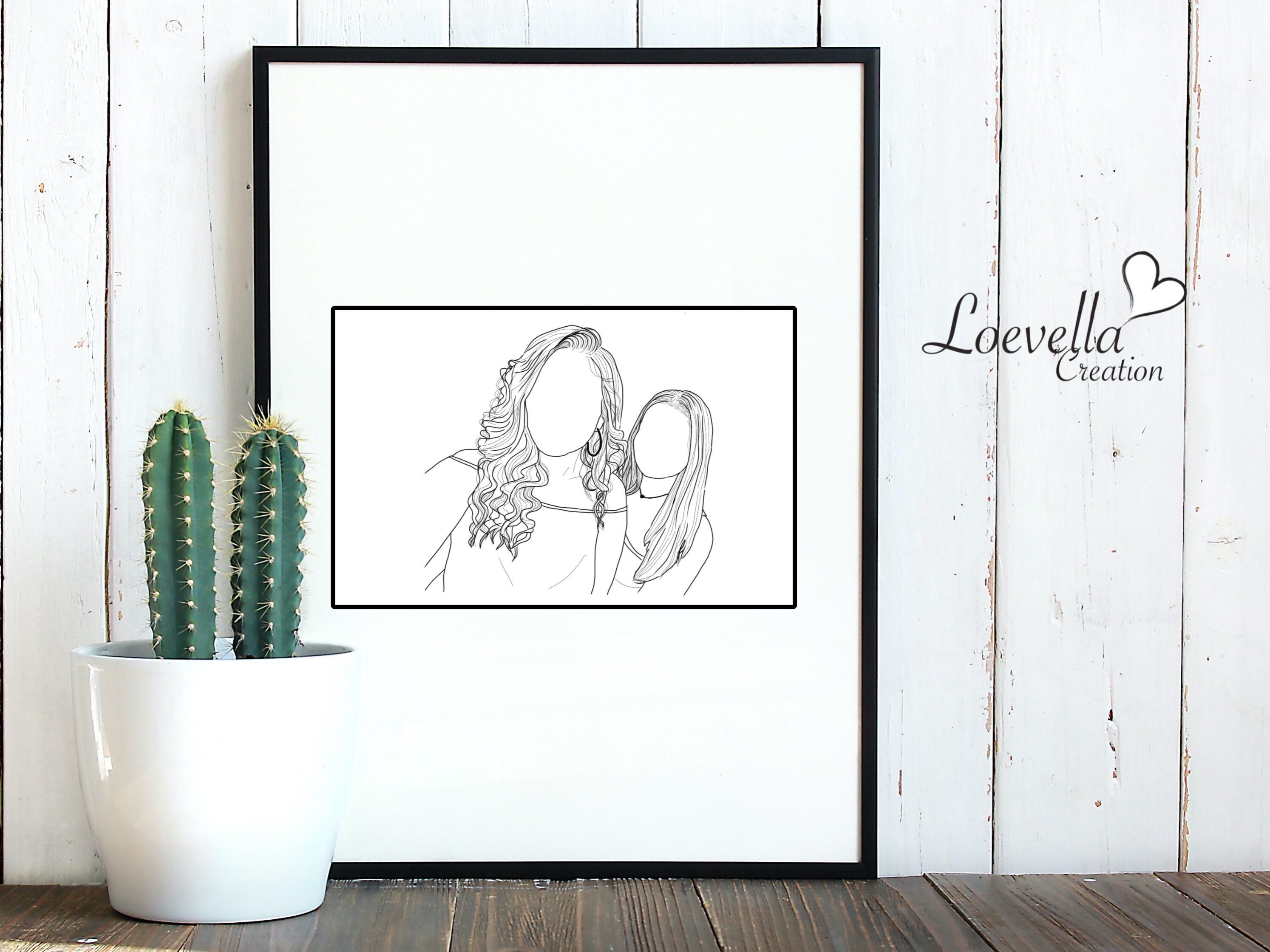 Custom Line Drawing || Faceless Digital Illustration || Family Portrait ...