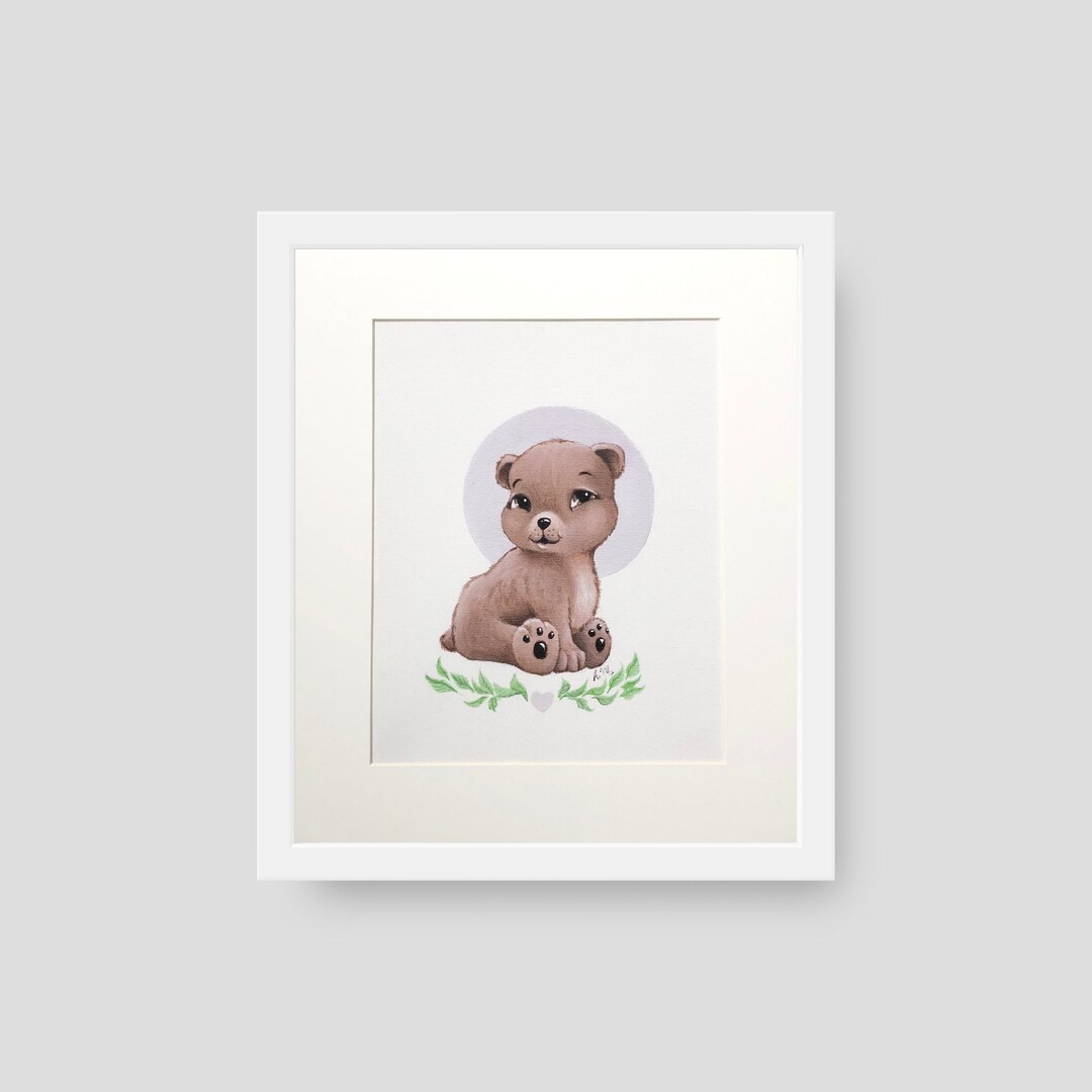 Baby Bear Print: Woodland Nursery Decor, Matted Animal Art - Etsy