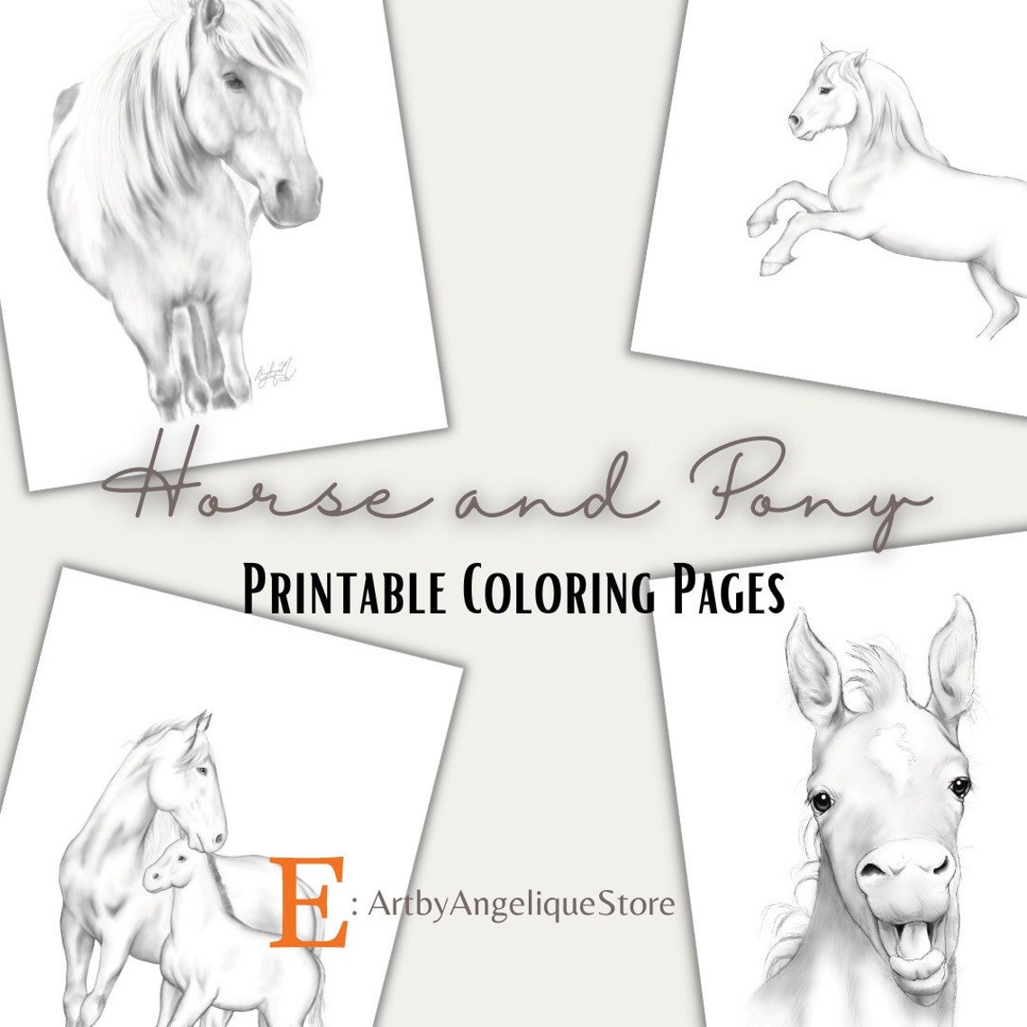 Horse Coloring Page: Kids Animal Printable (PDF Pattern) - Etsy