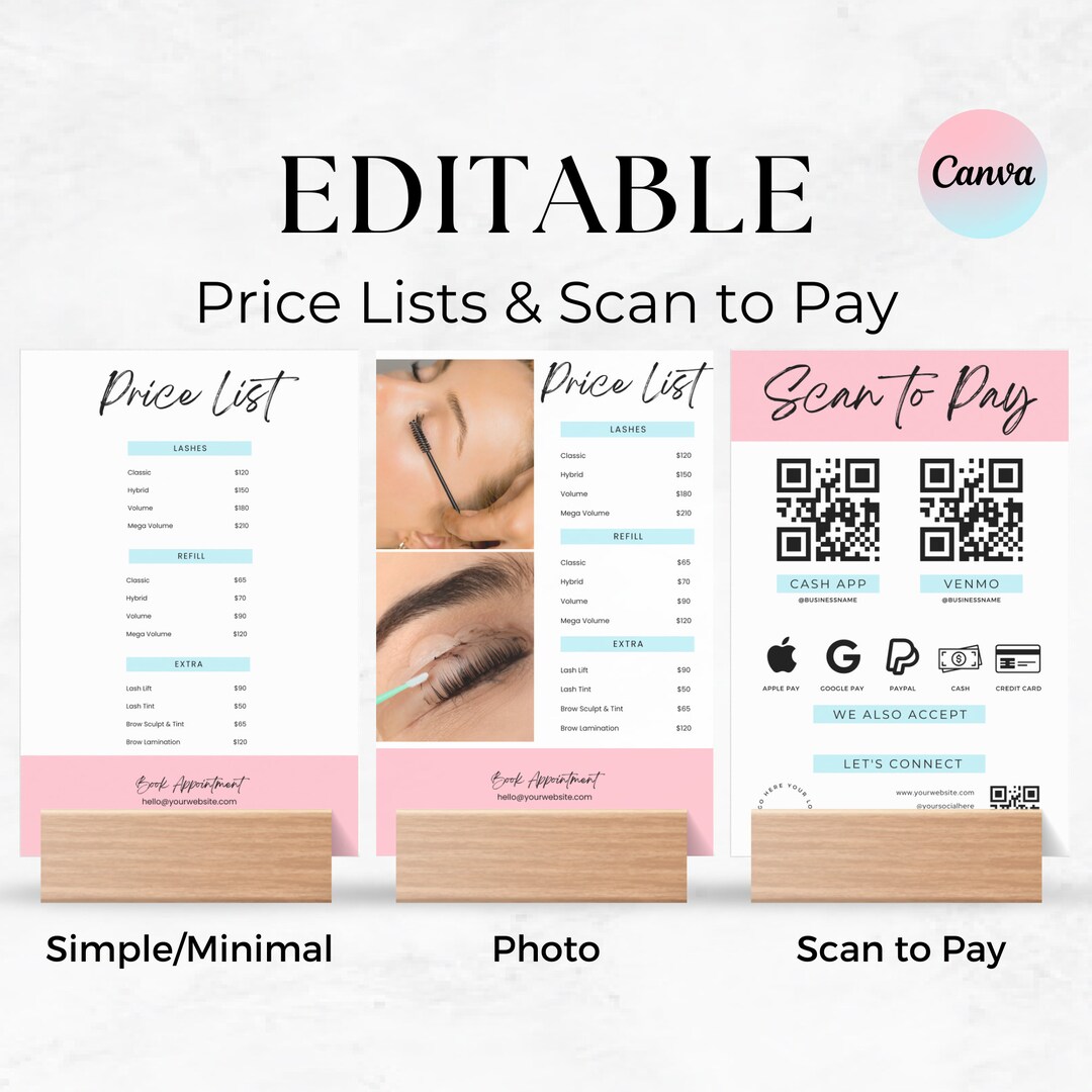 Price List Template INSTANT DOWNLOAD Editable Price List Template Canva ...