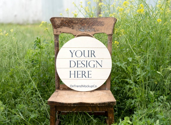 Wood Sign Mockup Round Wood Sign Mockup Styled Stock - Etsy