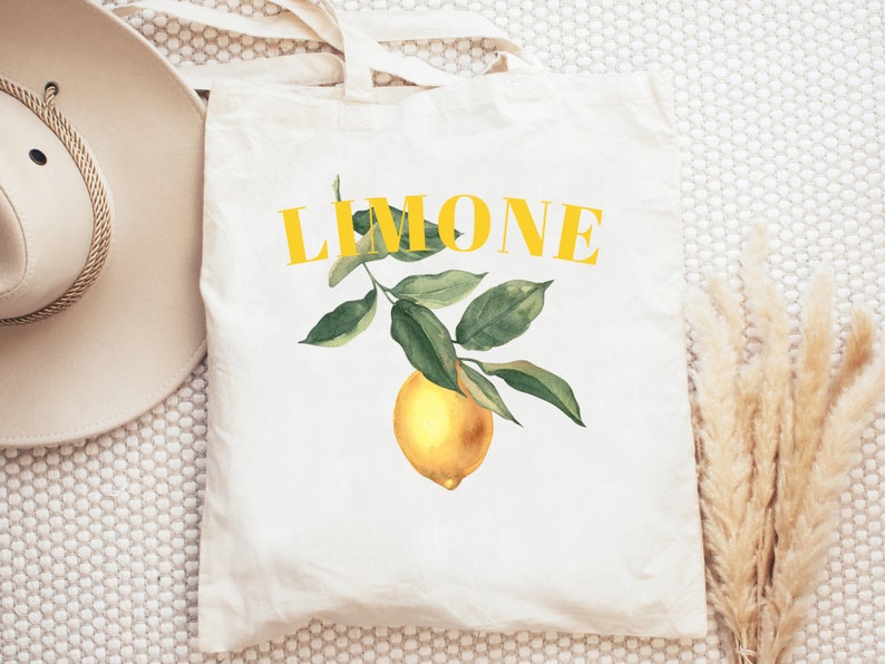 Limone Canvas Tote Bag, Italian Lemon Reusable Bag, Bachelorette Party ...