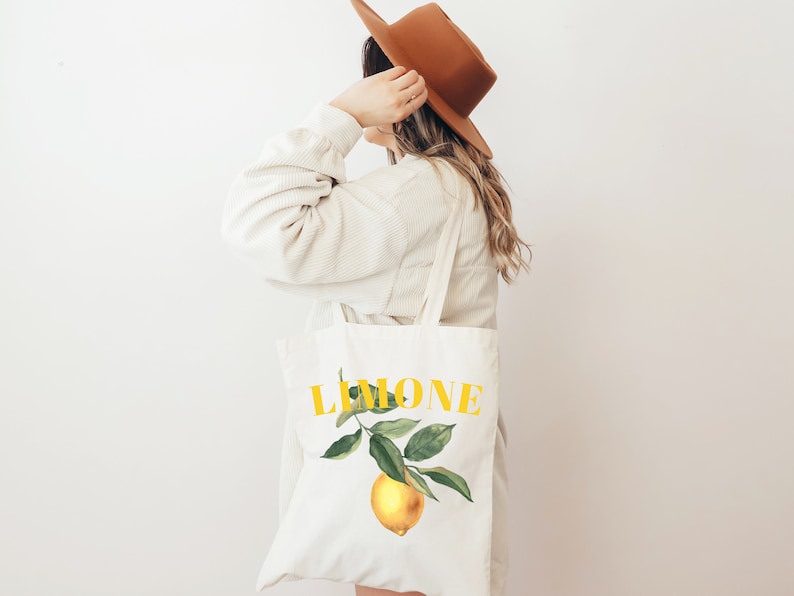 Limone Canvas Tote Bag, Italian Lemon Reusable Bag, Bachelorette Party ...