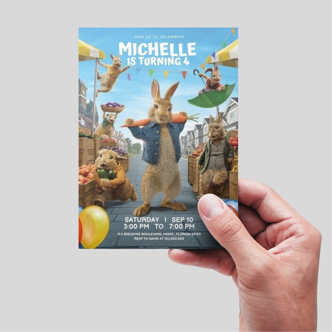 Editable and Printable Peter Rabbit Birthday Invitation Template, Kid ...