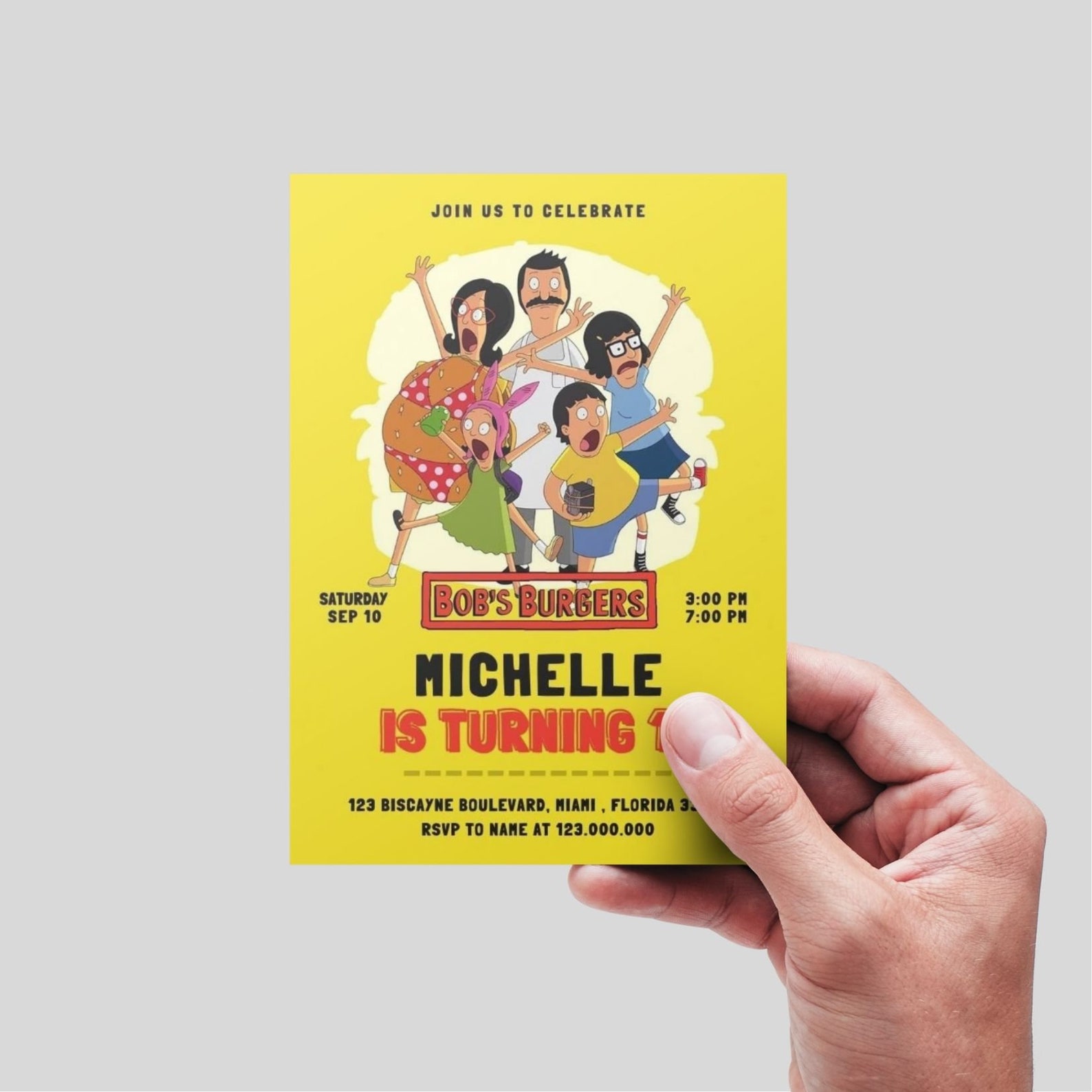 Bobs Burgers Invitation, Invite for Kids Birthday Party, Any Age Kid ...