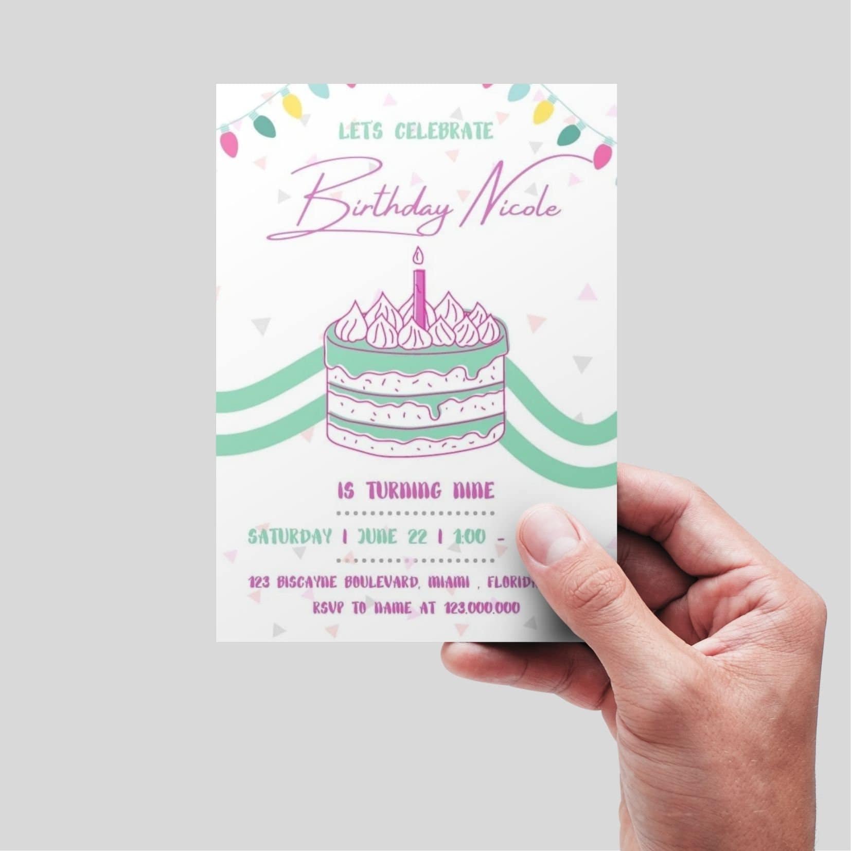 Editable and Printable Cake Birthday Invitation, Girl Cake Party Invite ...
