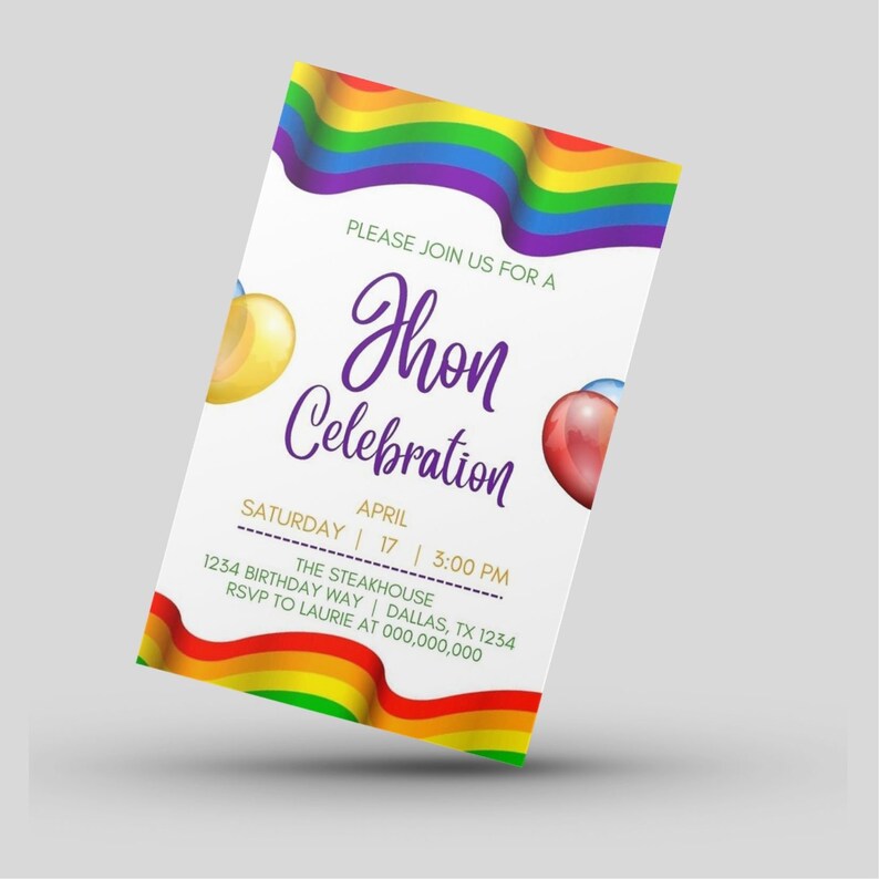 Pride Party Invitation, LGBTQ Party Invite, Pride, Rainbow, Invitation ...