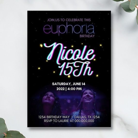 Editable and Printable Euphoria Girl Birthday Party Invitation | Etsy