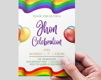 Pride Party Invitation, LGBTQ Party Invite, Pride, Rainbow, Invitation ...
