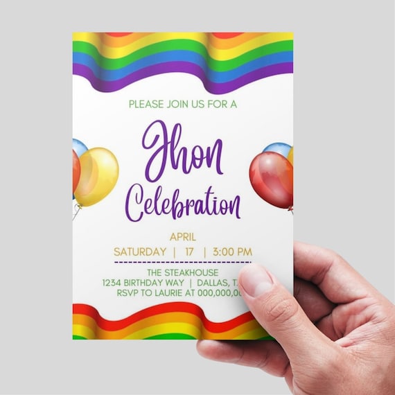 Pride Party Invitation LGBTQ Party Invite Pride Rainbow - Etsy