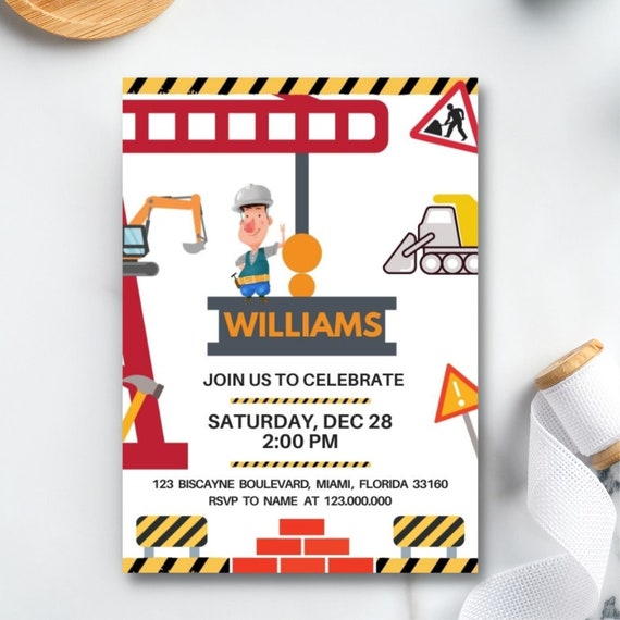 Editable and Printable Construction Invitation Template Truck | Etsy