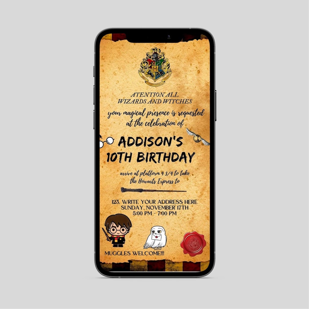 Editable and Mobile Wizard Invitation Template, Wizard Birthday ...