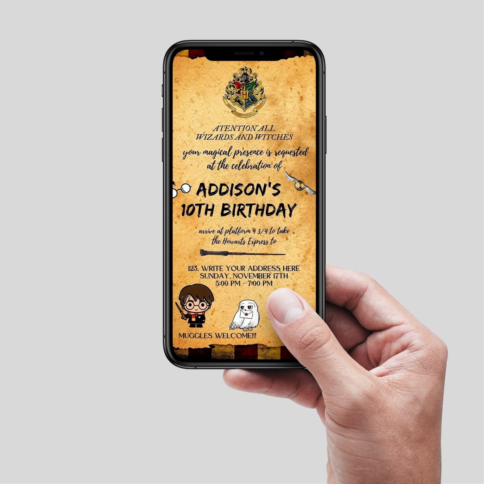 Editable and Mobile Wizard Invitation Template, Wizard Birthday ...