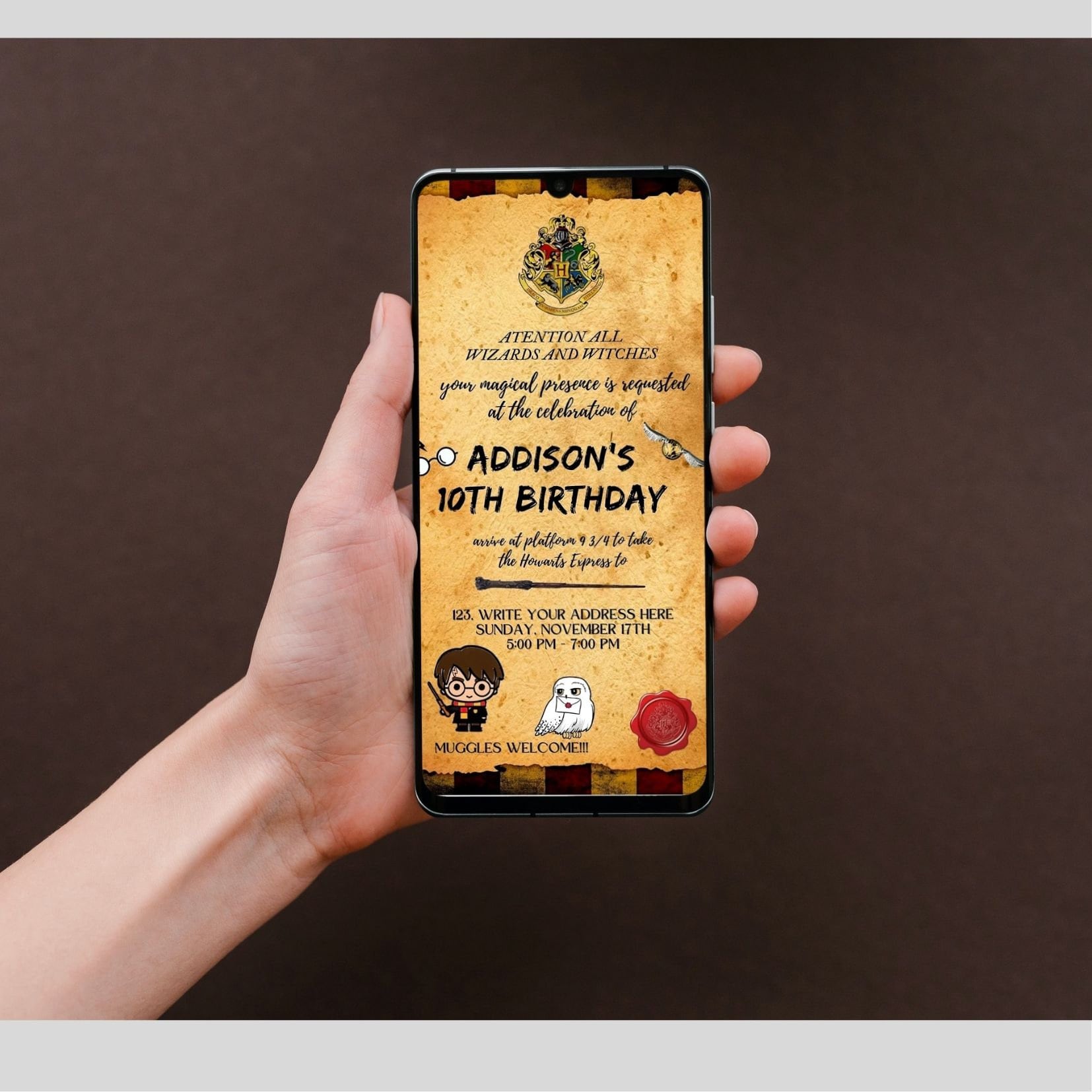 Editable and Mobile Wizard Invitation Template, Wizard Birthday ...