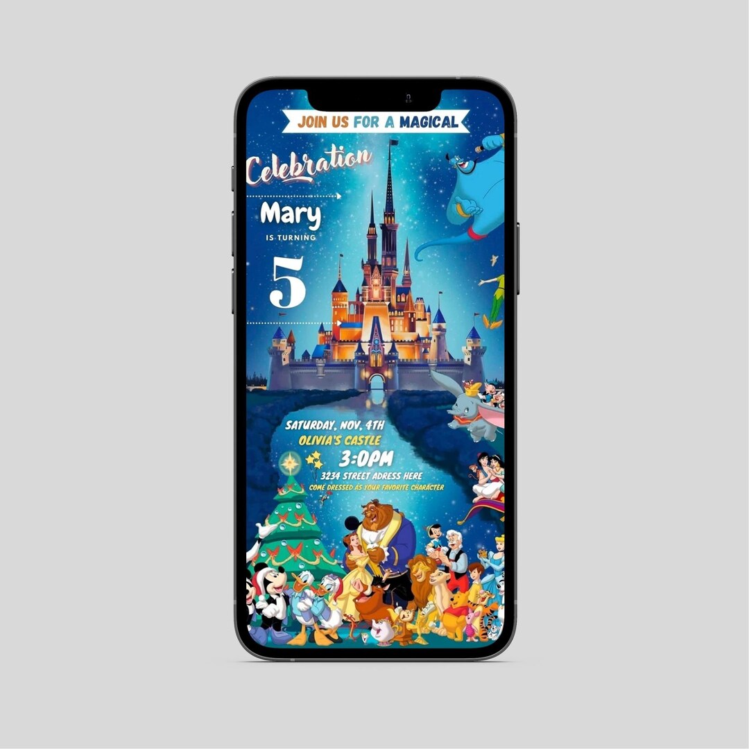 Mobile and Electronic Magical Kingdom Kid Birthday Invitation Template ...