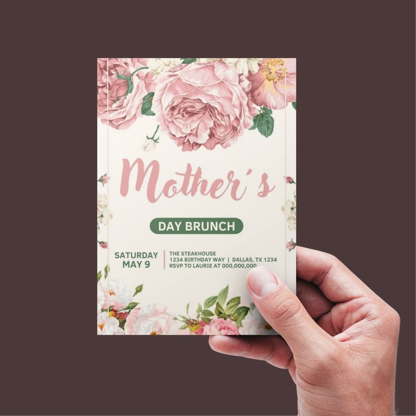 Editable and Printable Mother Day Invitation Template, Happy Mother Day ...