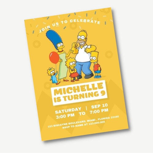 Editable and Printable the Simpsons Invitation the Simpsons - Etsy Canada