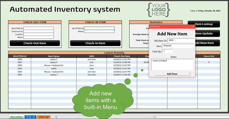 Automated Inventory Check-out/in Microsoft Excel System - Etsy