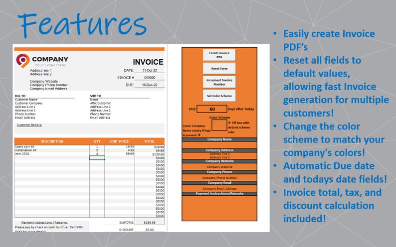 Smart Invoice PDF Generator & Template Powered by Microsoft Excel - Etsy Australia