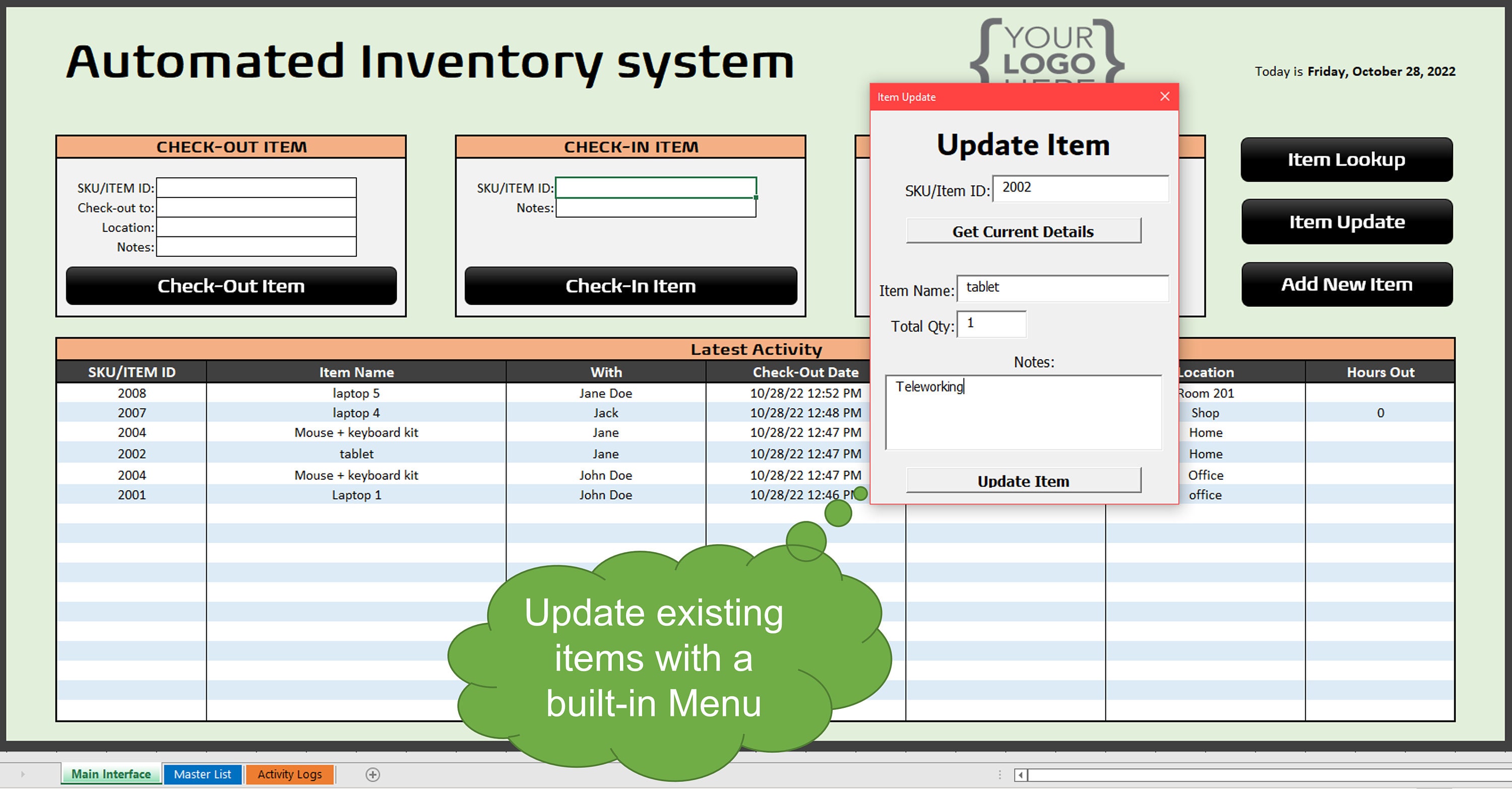 Automated Inventory Check-out/in Microsoft Excel System - Etsy