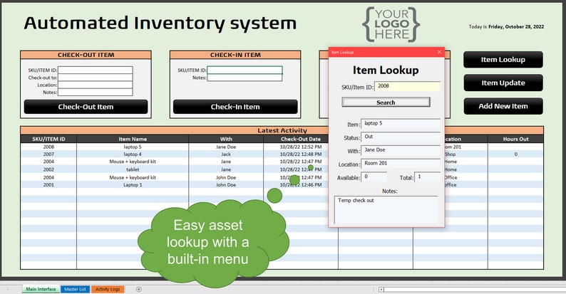 Automated Inventory Check-out/in Microsoft Excel System - Etsy