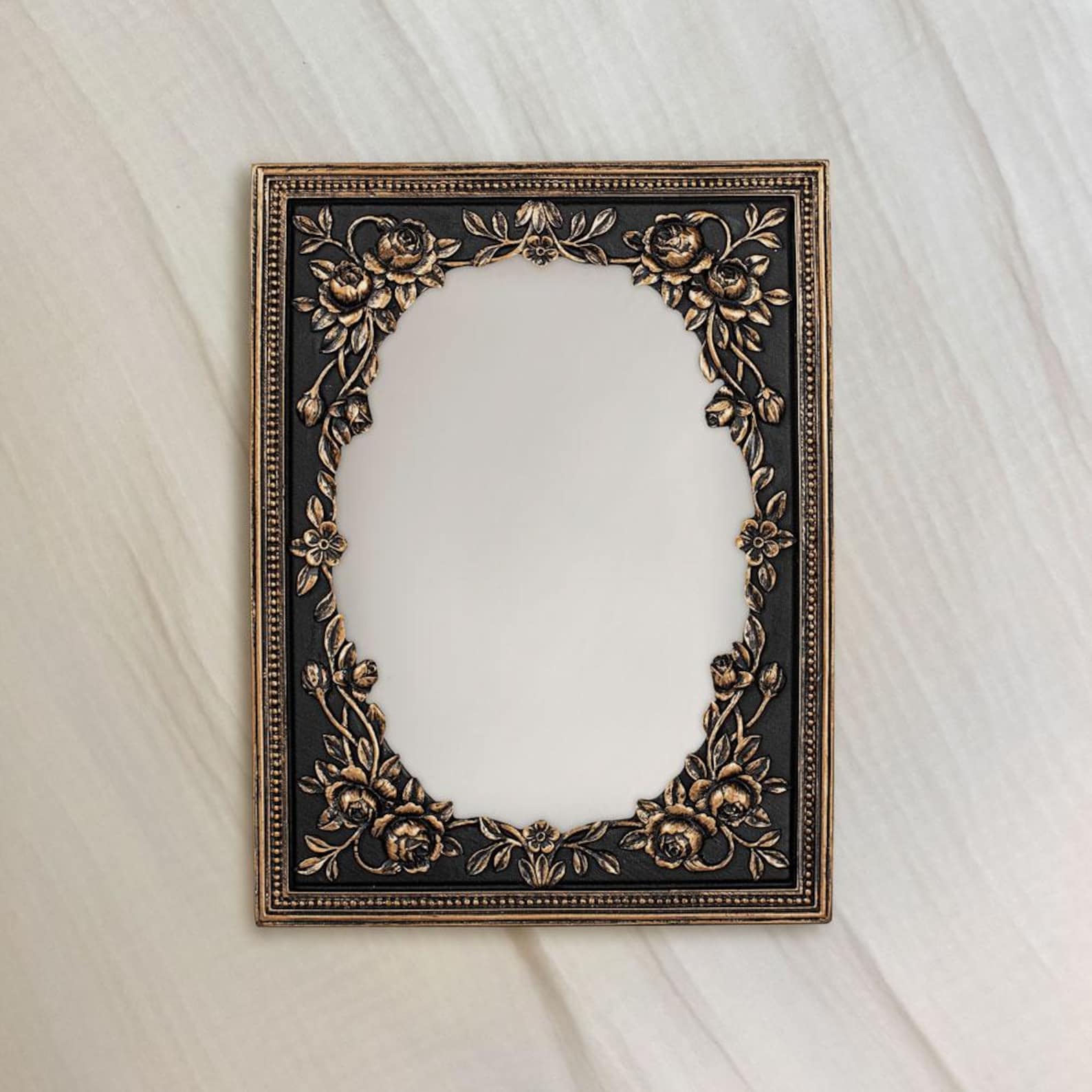 5x7 Black and Gold Floral Vintage Style Picture Frame + Found Paper Art ...