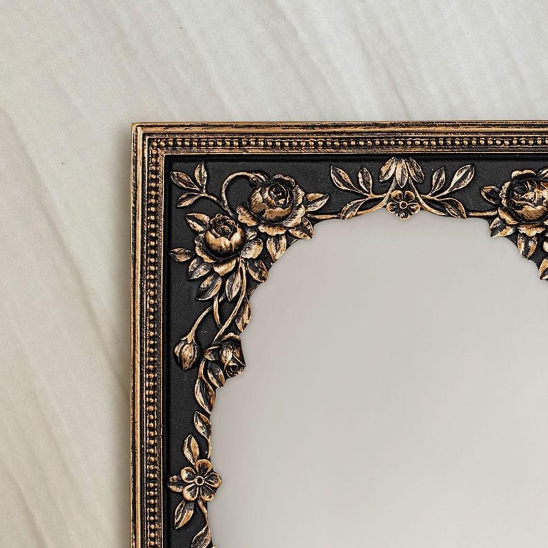 5x7 Black and Gold Floral Vintage Style Picture Frame + Found Paper Art ...