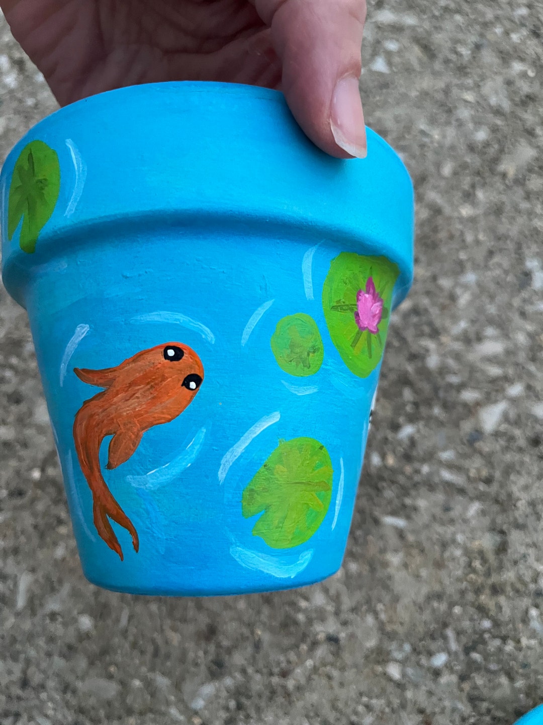 Koi Hand Painted Flower Pot - Etsy