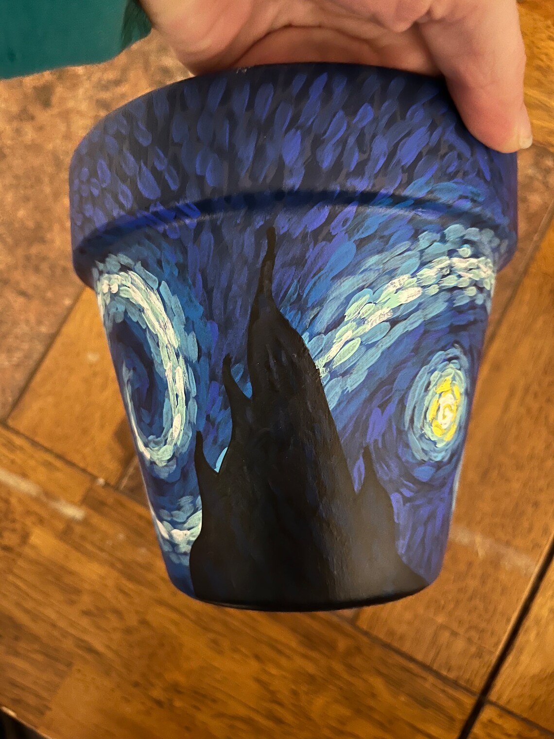 Starry Night Painted Flower Pot - Etsy