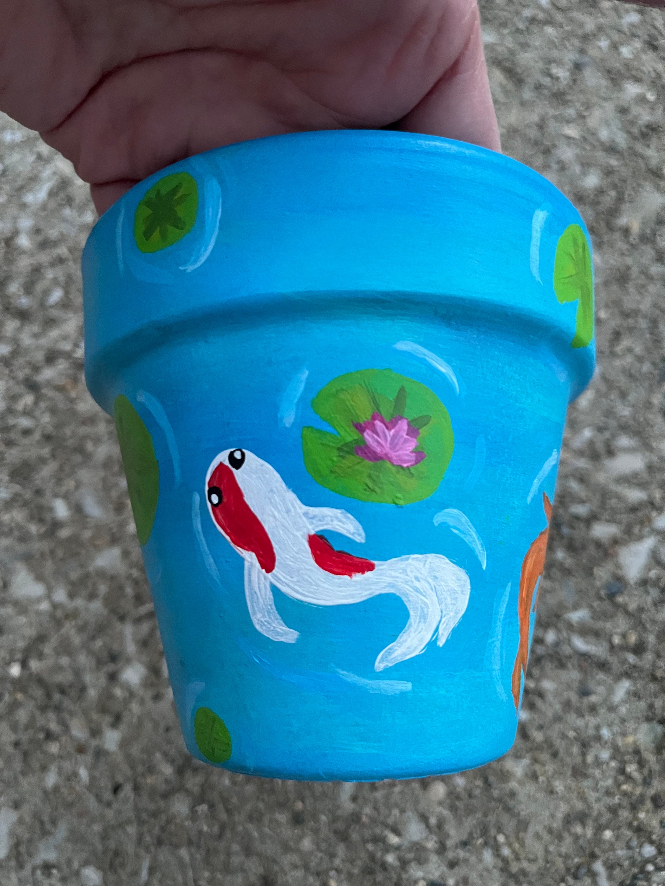 Koi Hand Painted Flower Pot - Etsy
