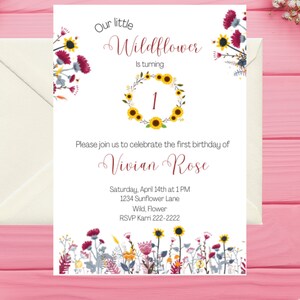 Wildflower Birthday Invitation-digital Template-editable-printable- ANY ...