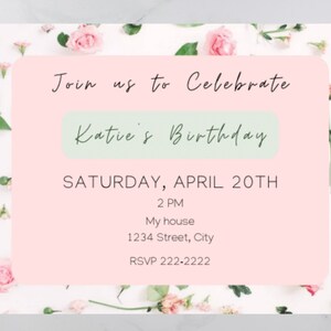 Boho Flower Invite- Download Template- Editable- Canva- Birthday Girl ...