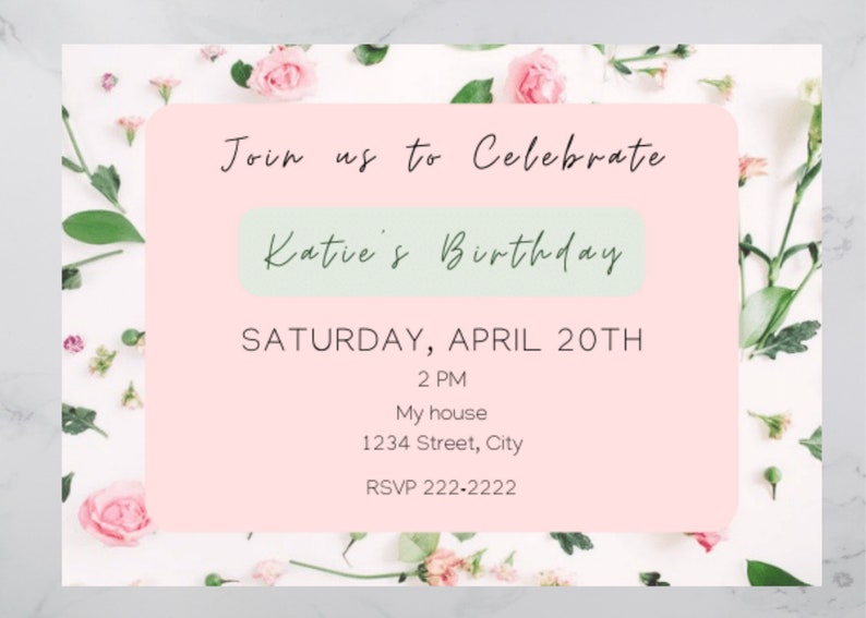 Boho Flower Invite- Download Template- Editable- Canva- Birthday Girl ...