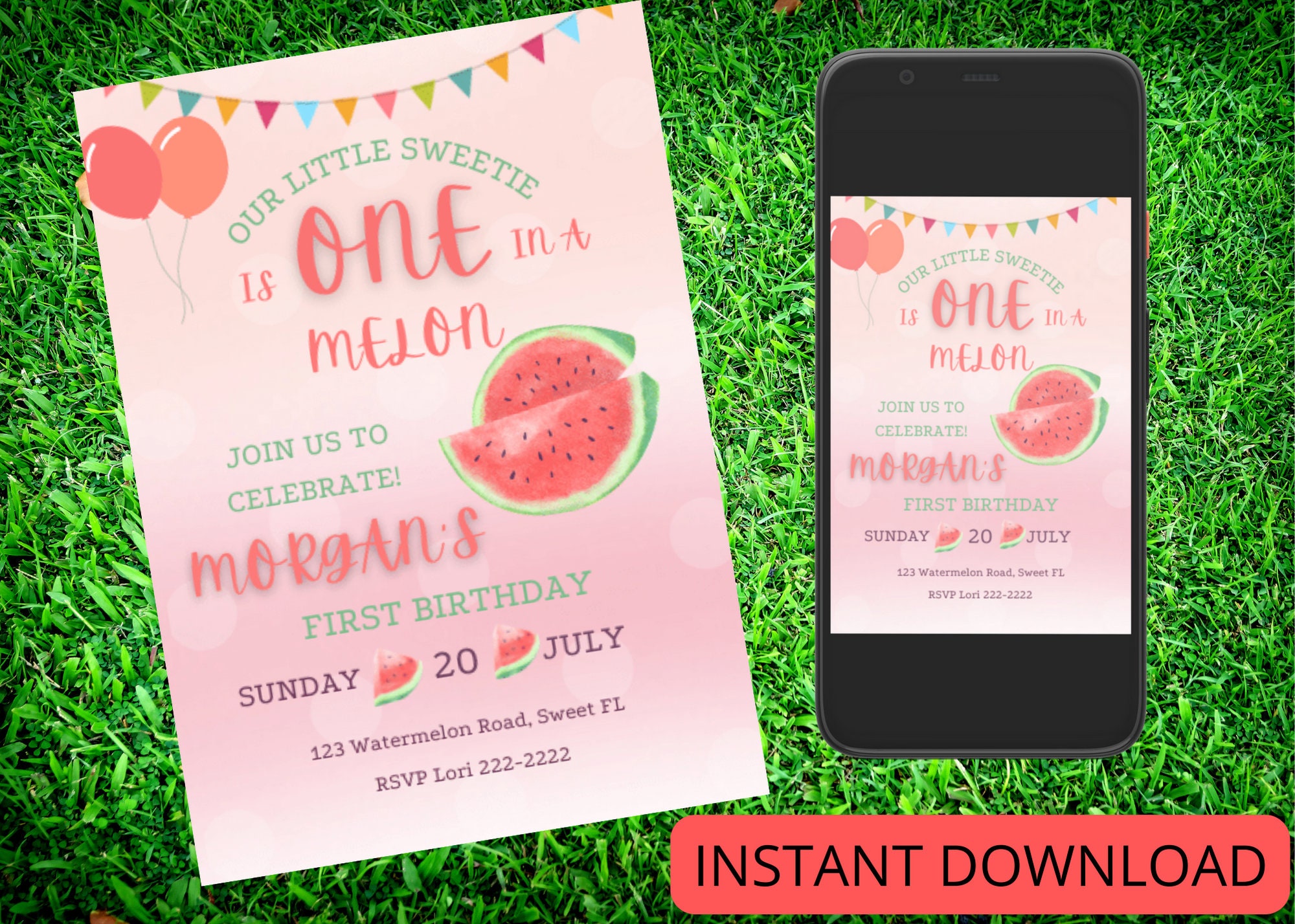 Paper Watermelon Invitation,Watermelon Party Invite Birthday Invitation ...