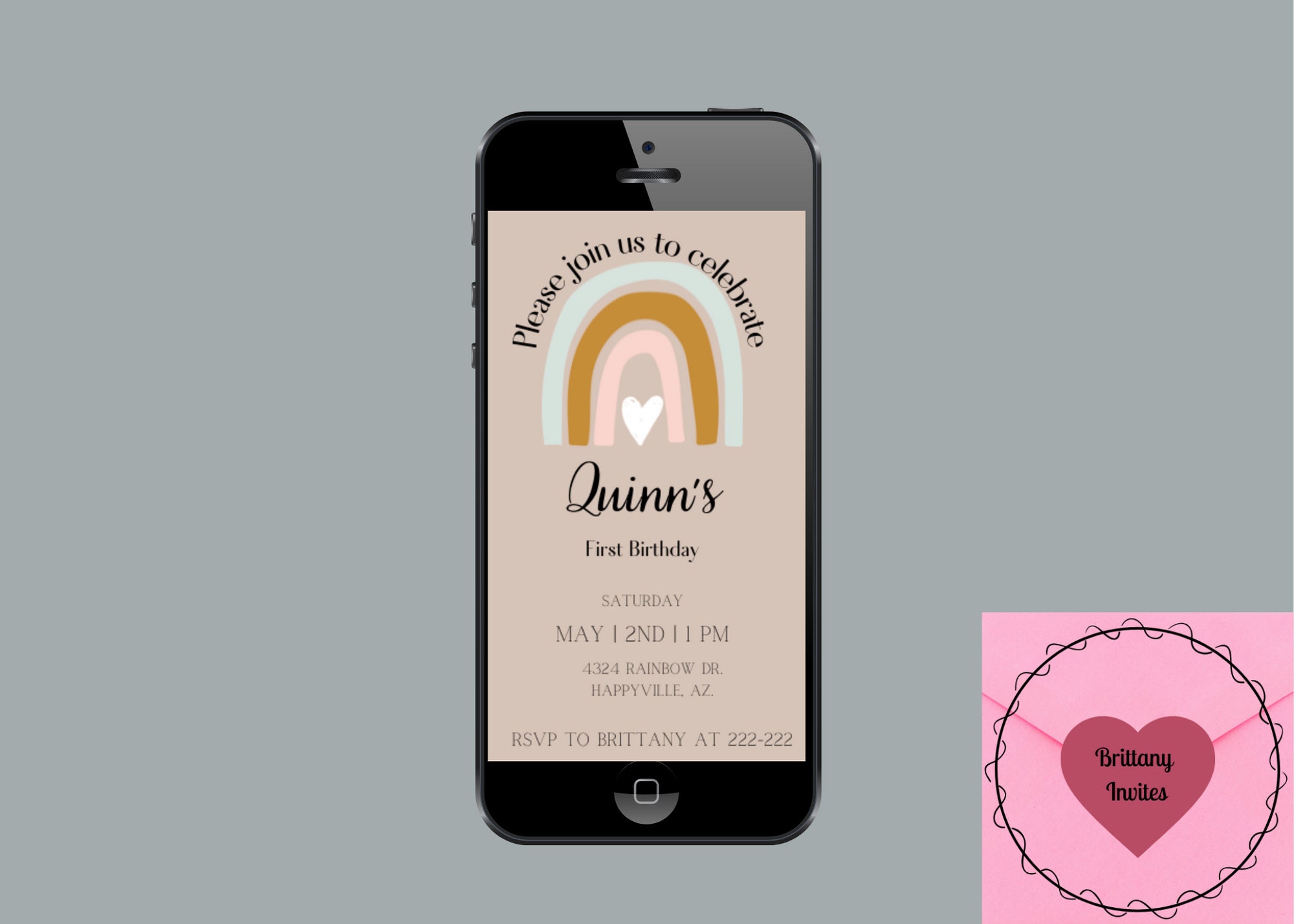 Modern Rainbow Birthday Digital Download Canva - Etsy