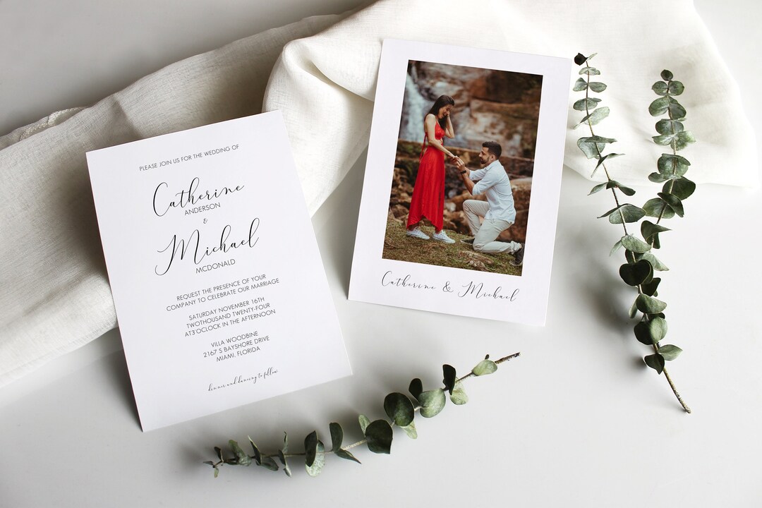 Wedding Invitation With Photo Template, Printable Wedding Invitation ...