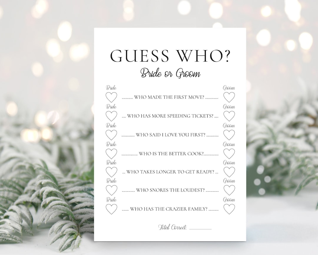 Wedding Guess Who Game, Wedding Shoe Game, Wedding Games, Printable ...