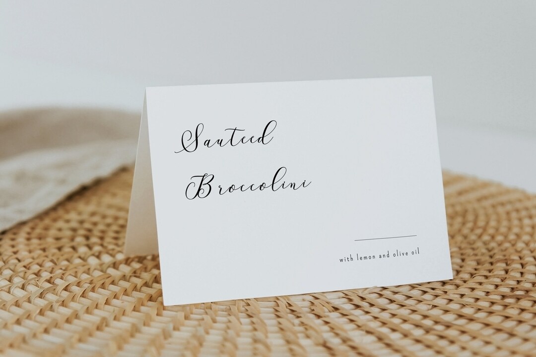 Wedding Buffet Card, Buffet Card Template, Printable Meal Place Card ...