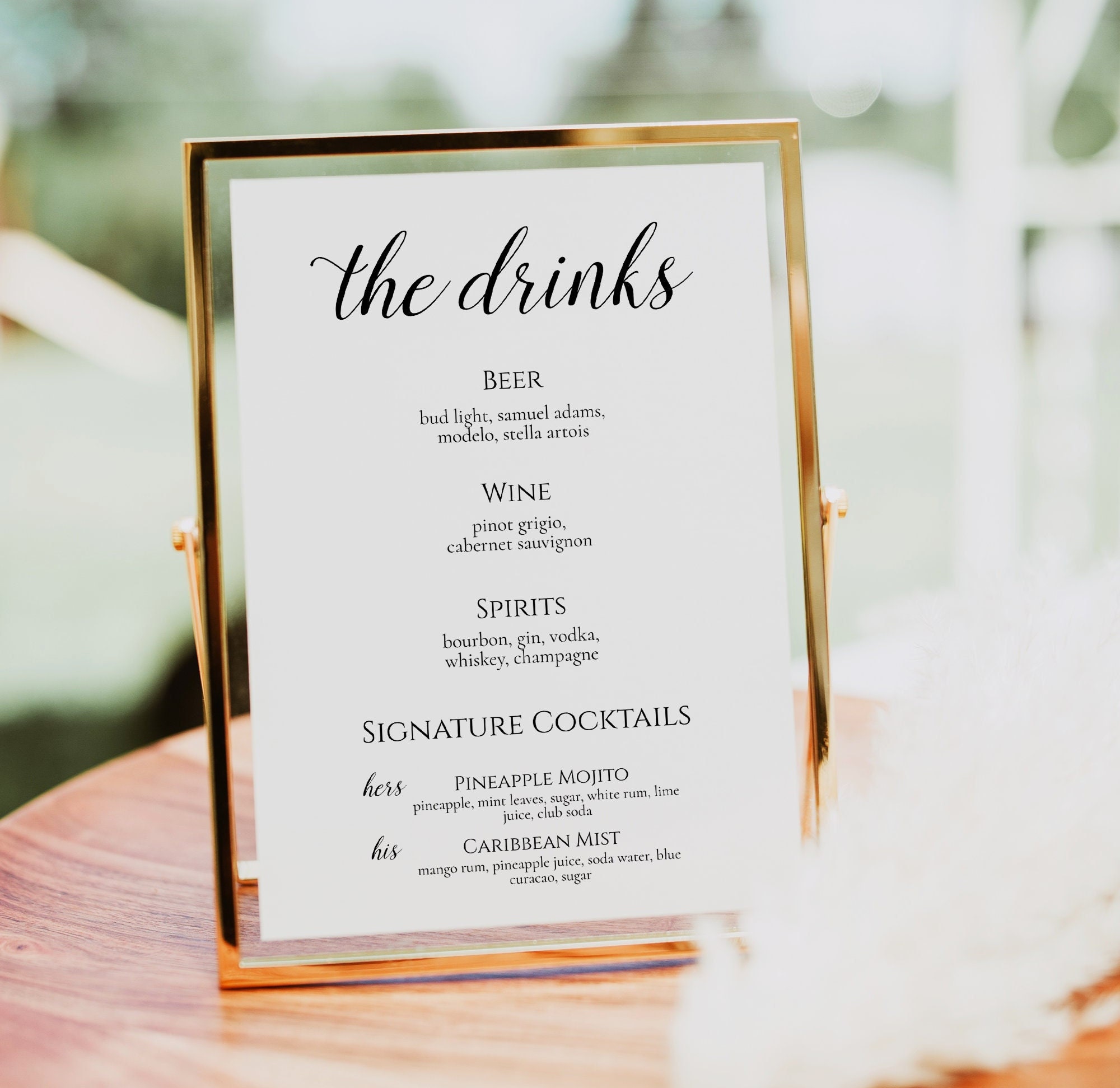 Signature Drink Sign Template, Wedding Signature Drink Sign, Printable ...
