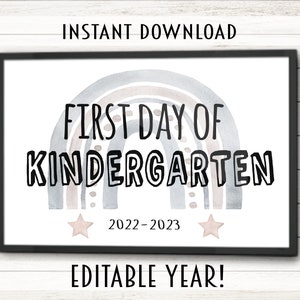 Printable Back to School Sign / First Day of Kindergarten Sign ...