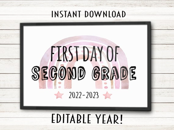 Printable Back to School Sign / First Day of Second Grade Sign | Etsy
