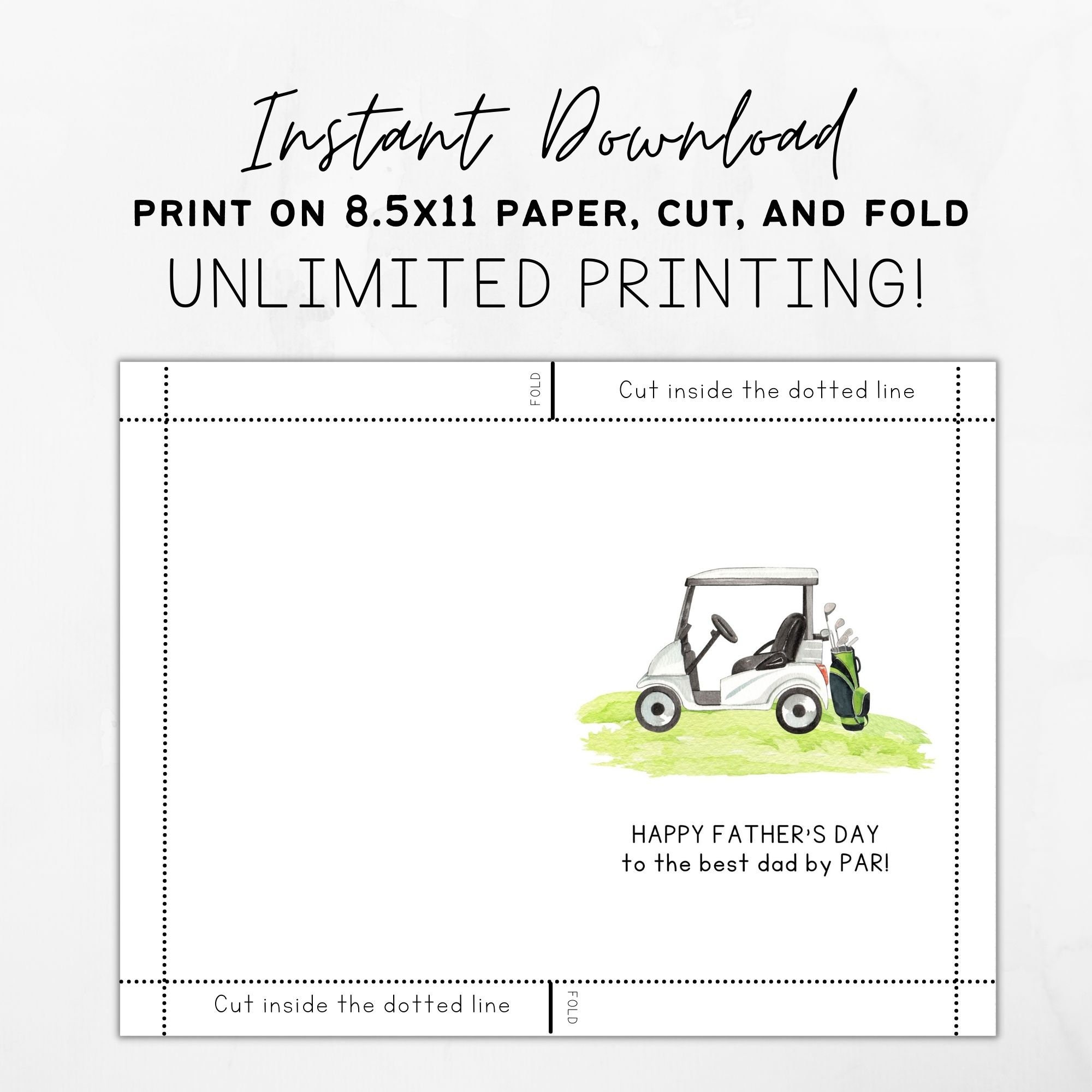 Printable Father's Day Card / Happy Father's Day / Golf Father's Day ...