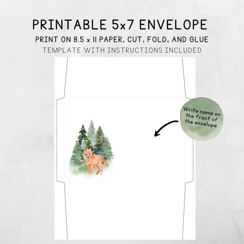 Printable Baby Shower Card and Envelope / Hello Baby Boy / Woodland ...
