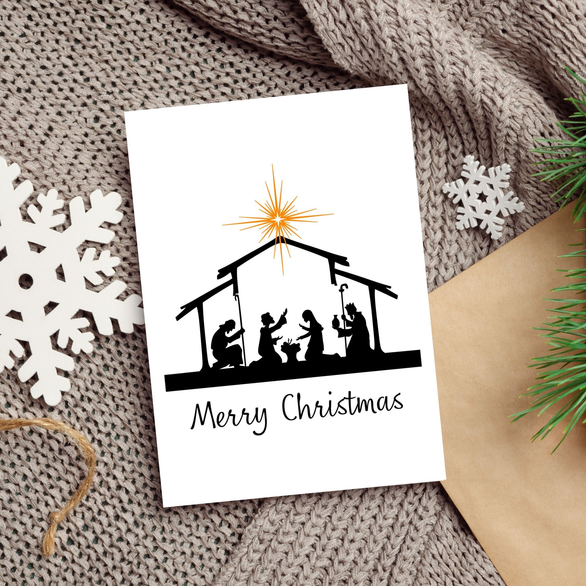 Printable Christmas Card / Printable Nativity Card / Nativity Scene ...