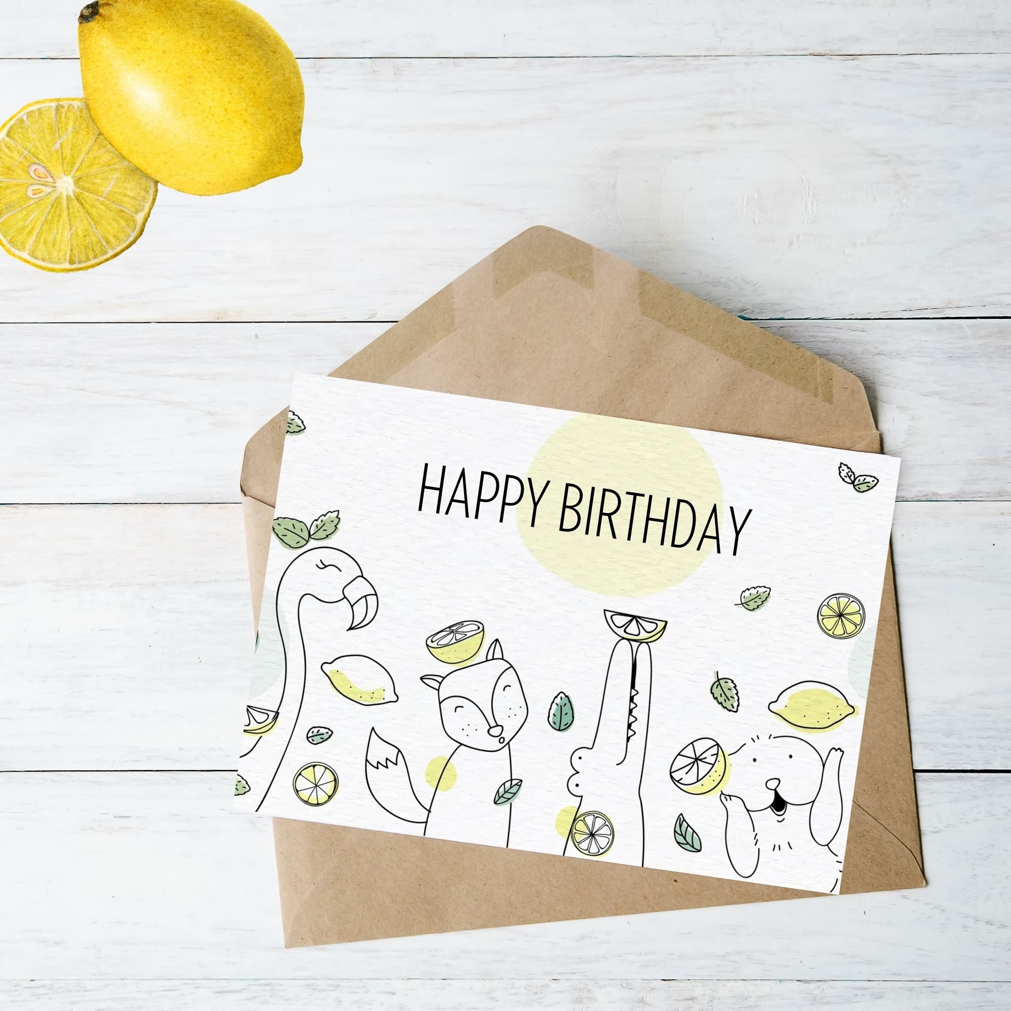 Printable Happy Birthday Card / Lemons / Instant Download / 5x7 Digital ...